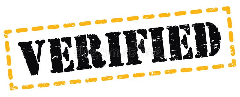 VERIFIED Text Written on Yellow-black Stamp Sign Stock Illustration ...