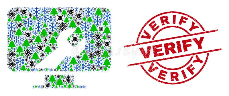 Verify Distress Stamp and Computer Settings Wrench Mosaic of Covid-2019 ...