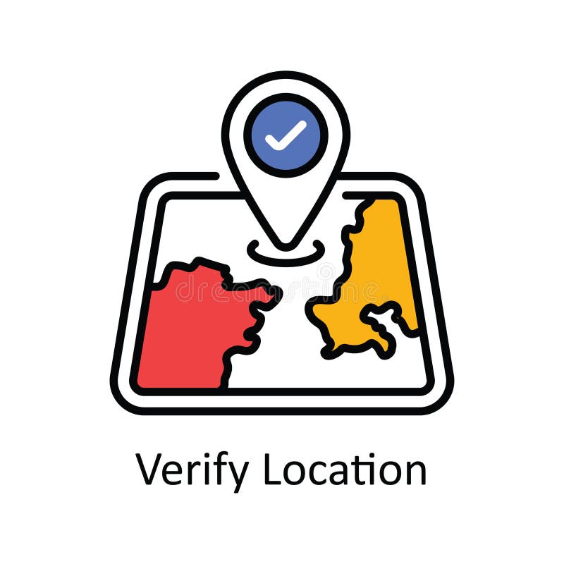 Verify Location Vector Fill Outline Icon Design Illustration. Map and ...
