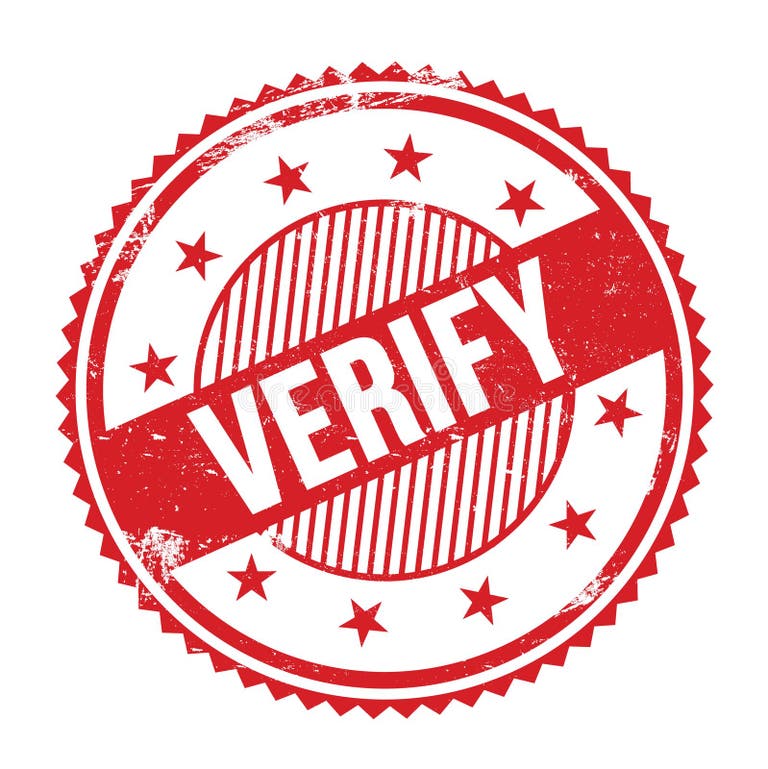 VERIFY Text Written on Red Grungy Round Stamp Stock Illustration ...