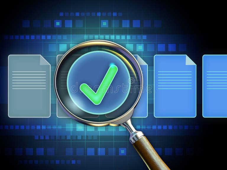 Verifying Digital Document Integrity Stock Illustration - Illustration ...