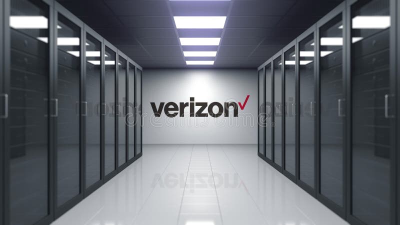 Verizon Communications Logo on the Wall of the Server Room. Editorial ...