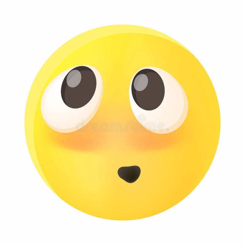 Gelbes Verlegenes Gesicht Emoji Und Spülte Rote Backenikone Stock ...