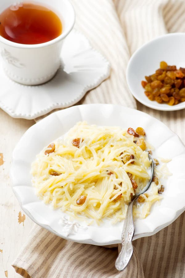 Vermicelli with Milk and Dried Fruits Stock Image - Image of breakfast ...