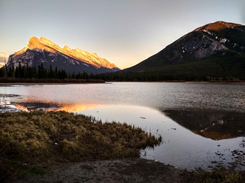 Vermillion Lakes in Banff National Park at Sunset, Alberta, Canada ...