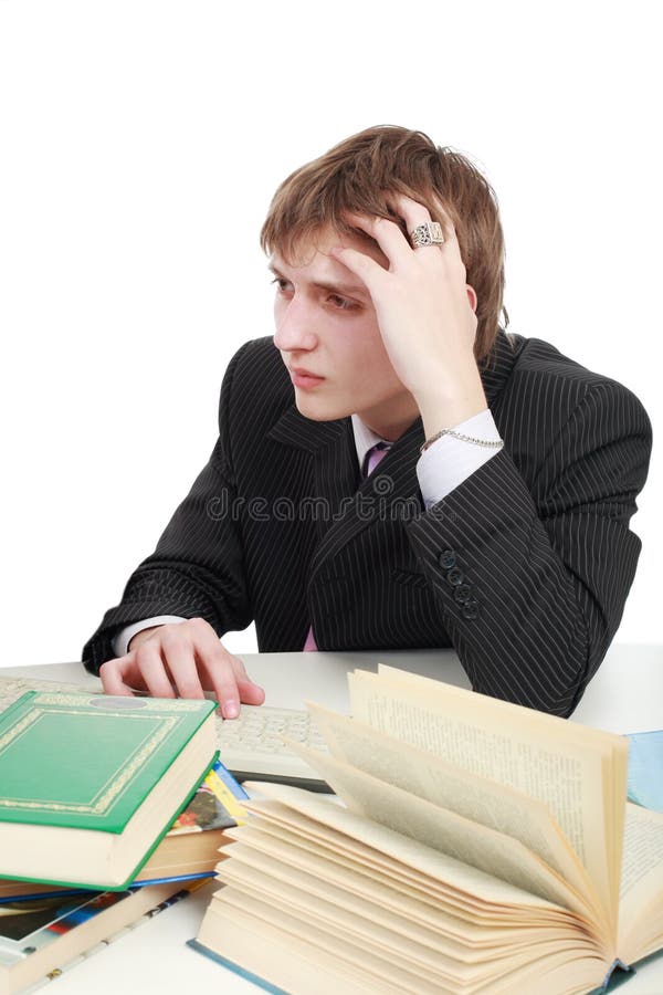 Bored En Vermoeide Student Na Het Harde Werk Stock Afbeelding - Image ...