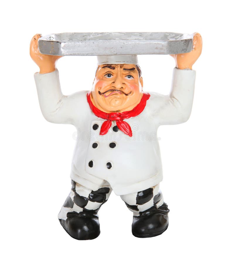 Vermoeide Chef-kok Met Het Dienen Van Dienblad Stock Afbeelding - Image ...