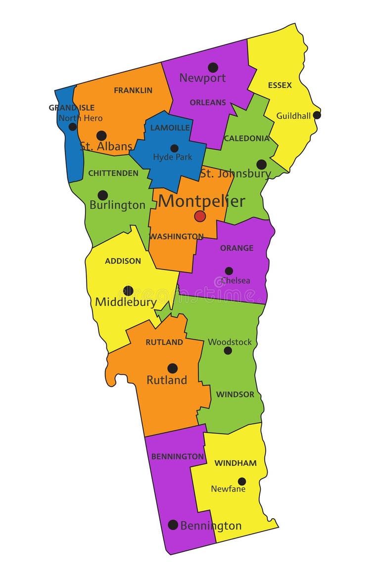 Colorful Vermont Political Map Stock Illustrations – 59 Colorful ...