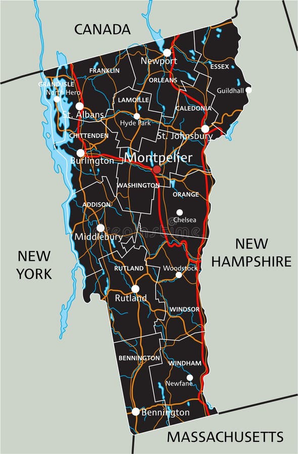 Vermont Road Map Stock Illustrations – 126 Vermont Road Map Stock ...