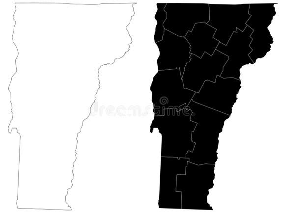Vermont Administrative Map, Vermont Outline and Counties State Map Set ...
