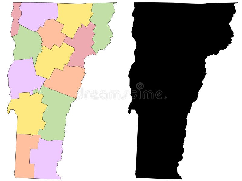 Vermont Administrative Map, Vermont Outline and Counties State Map Set ...