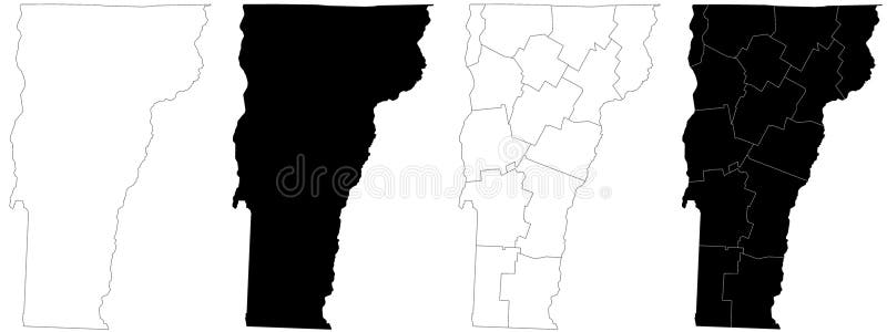Vermont Administrative Map, Vermont Outline and Counties State Map Set ...