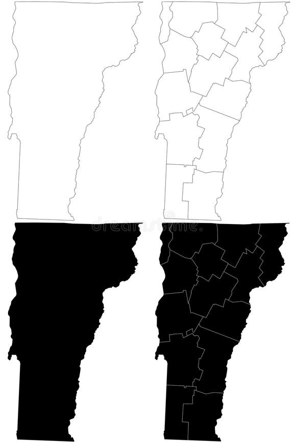 Vermont Administrative Map, Vermont Outline and Counties State Map Set ...