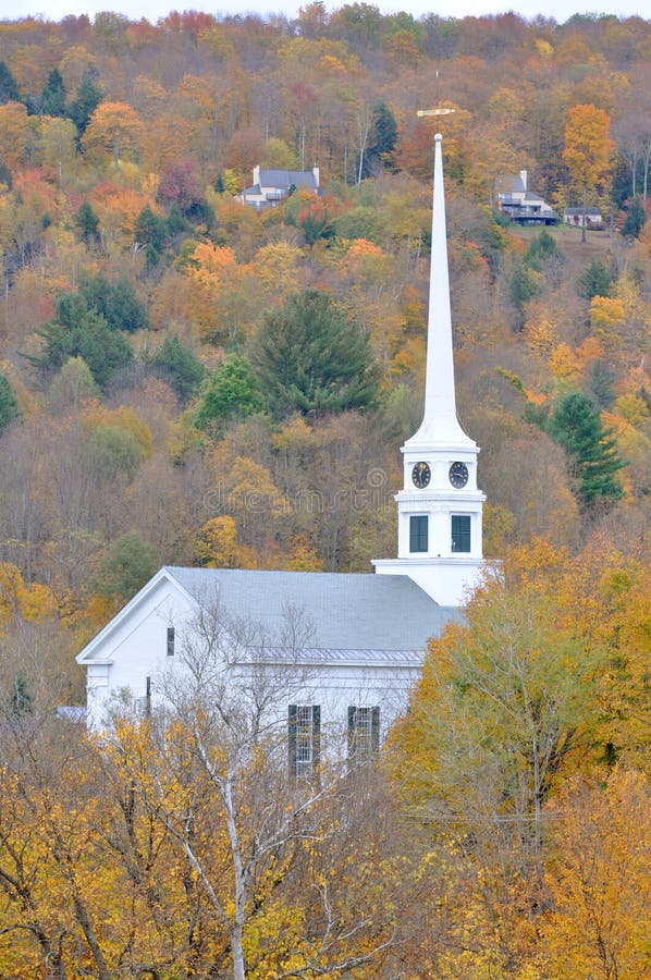 Vermont Church and Fall Foliage Stock Photo - Image of church ...