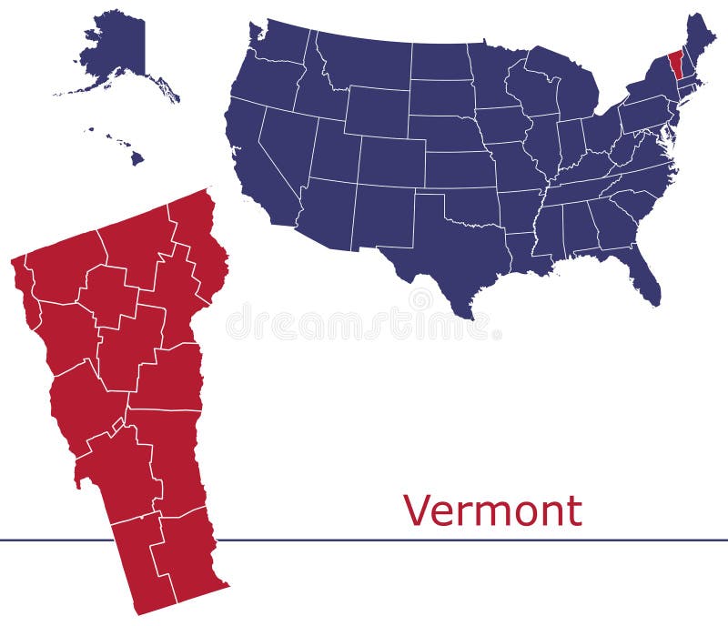 Vermont State Map, USA. Set of Vermont Maps with Outline Border ...