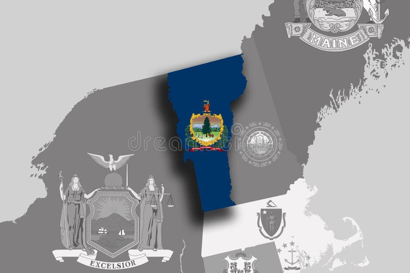 Vermont map and flag stock illustration. Illustration of national ...