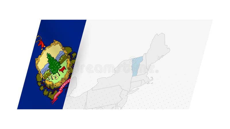 Vermont Map in Modern Style with Flag of Vermont on Left Side Stock ...