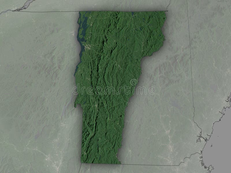 Vermont on a Map with State Borders Stock Illustration - Illustration ...