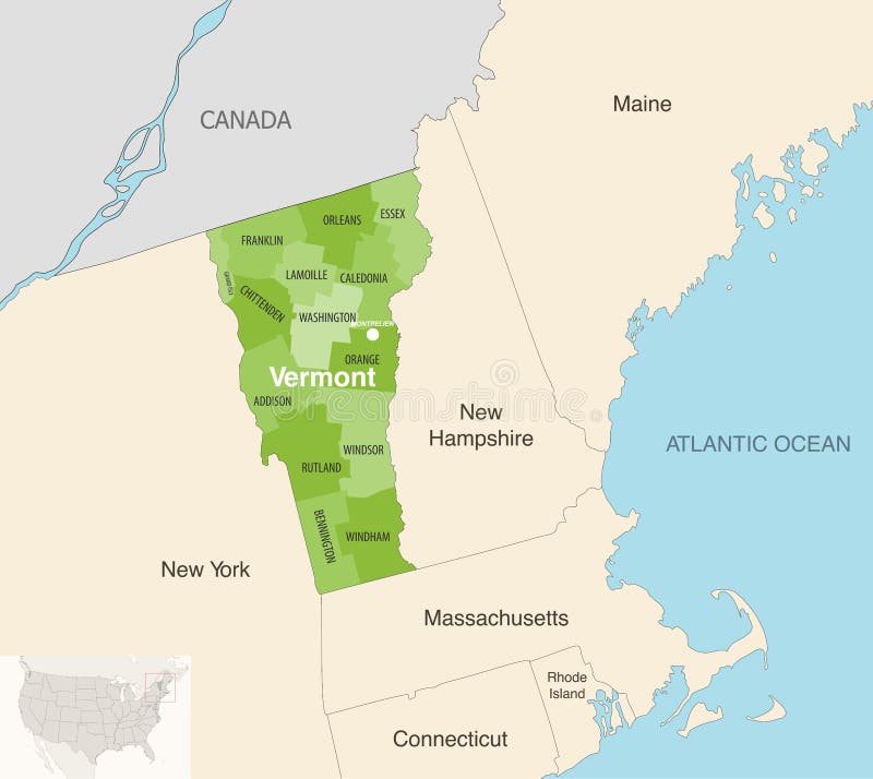 Vermont State Map Usa Set Of Vermont Maps With Outline Border