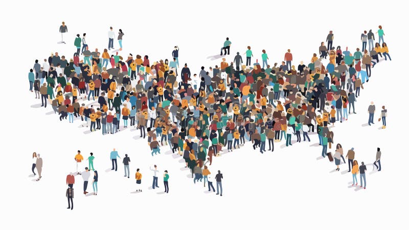 Vermont US State Population Map, Featuring a Large Group of Realistic ...