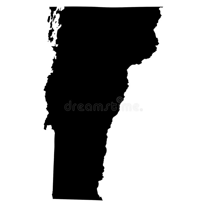Vermont VT State Map USA. Black Silhouette and Outline Isolated Maps on ...