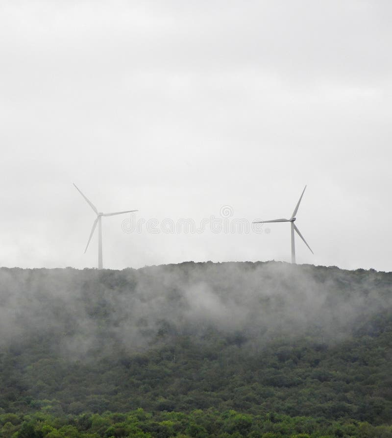 Western Vermont Windtowers As Seen through the Fog Stock Image - Image ...