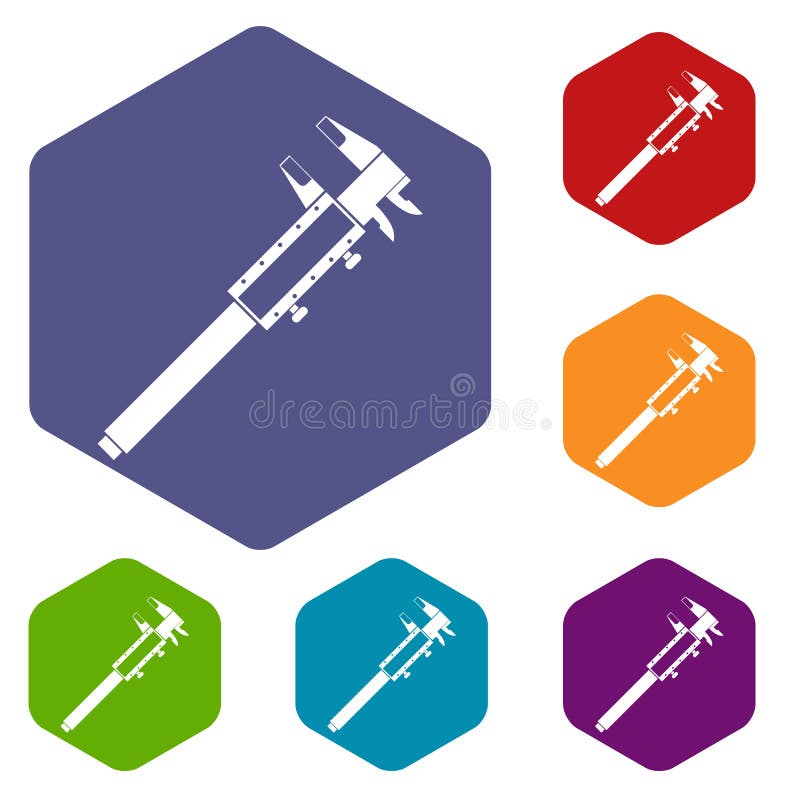 Vernier Caliper Icons Set Hexagon Stock Vector - Illustration of metal ...