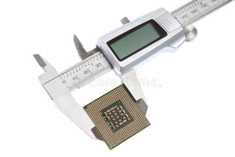 Vernier Caliper Measures the CPU. Stock Photo - Image of electronic ...