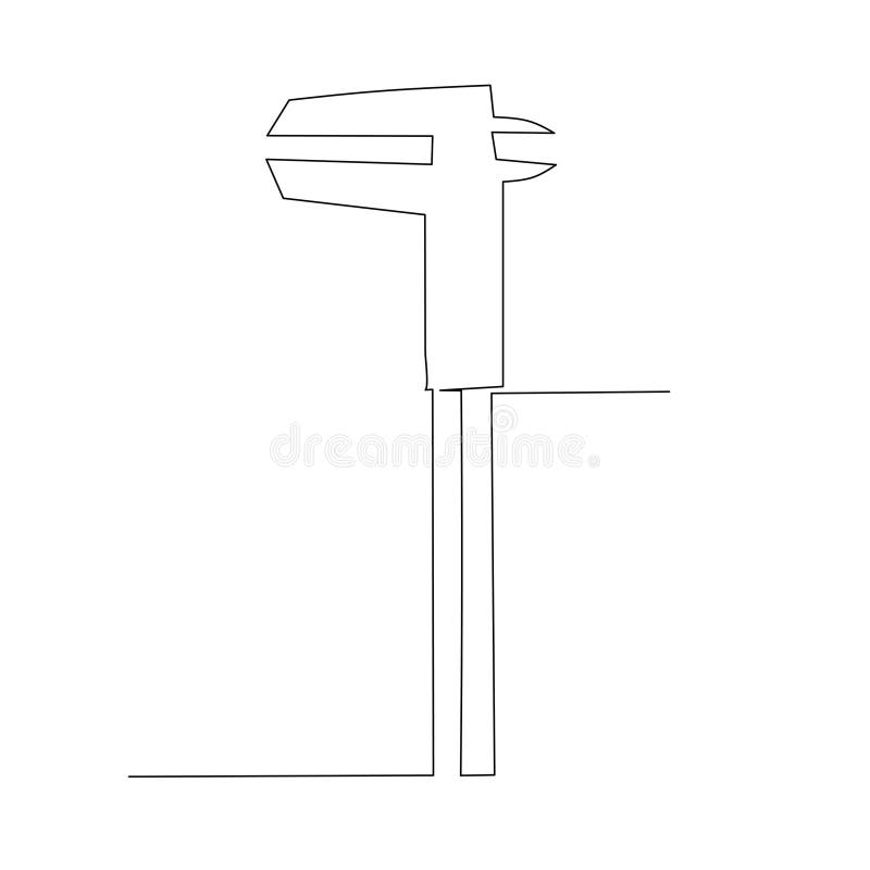 A Vernier Scale or Caliper Continuous Line Drawing and Simple Hand ...