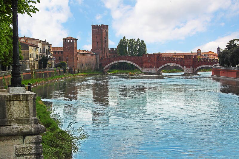 Verona Along the River Adige, Italy Stock Photo - Image of adige ...