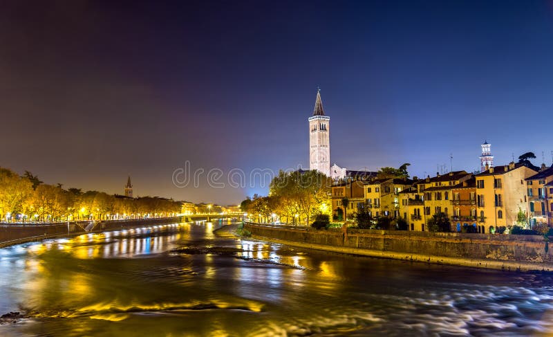 Verona Over the Adige River - Italy Stock Image - Image of italia ...