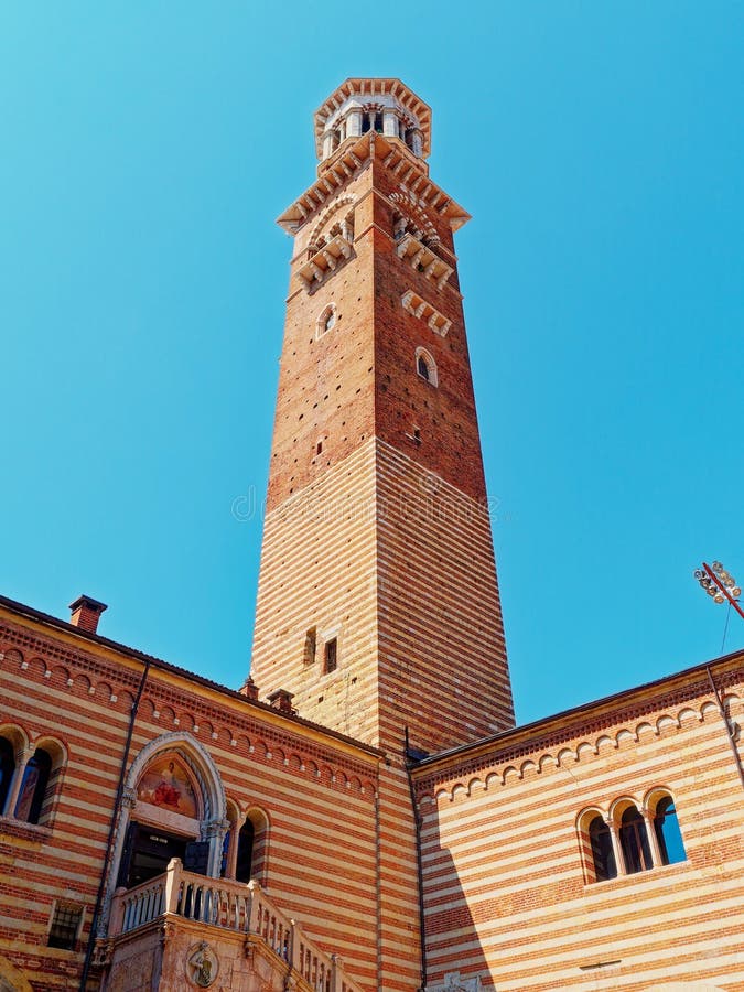 Verona - Torre Dei Lamberti - Lamberti Tower Clear Sky Stock Photo ...