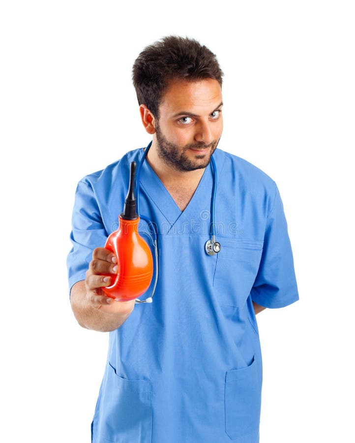 Verpleger met clyster stock afbeelding. Image of geneeskunde - 35192449