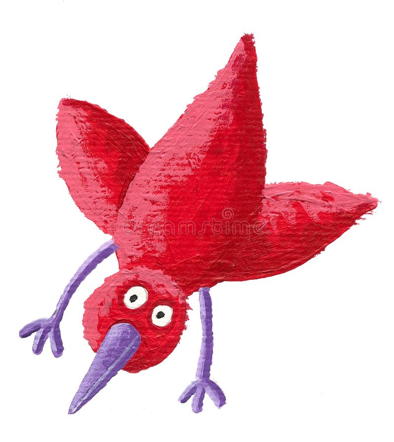Grappige Rode Vogel Met Purpere Bek Stock Illustratie - Illustration of ...