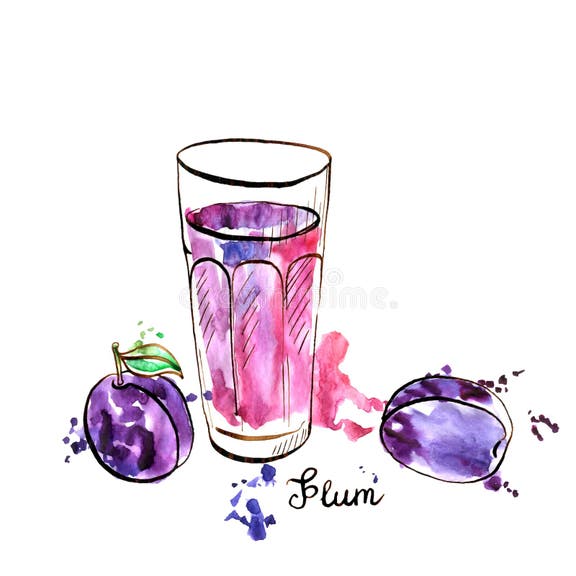 Verre Avec Le Jus De Fruit Pourpre Illustration Stock - Illustration du ...