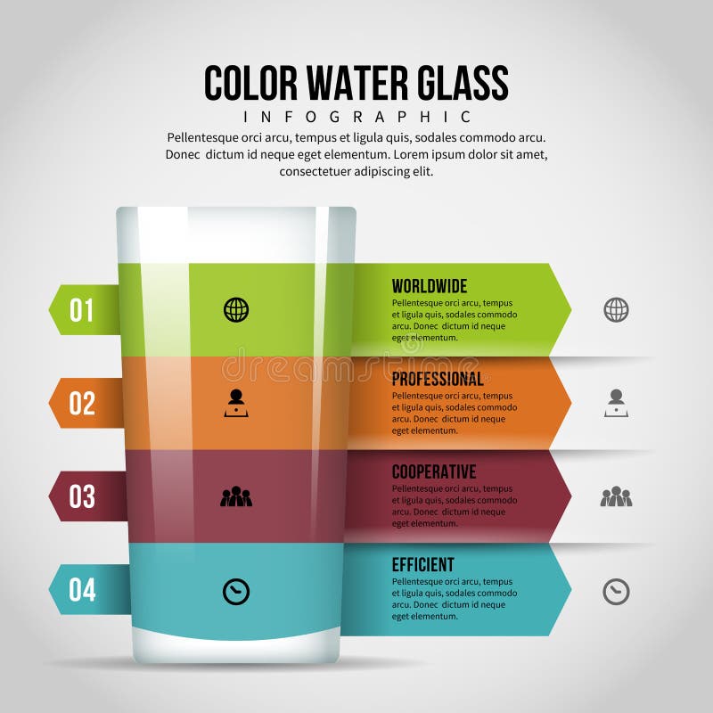 Verre D'eau De Couleur Infographic Illustration de Vecteur ...