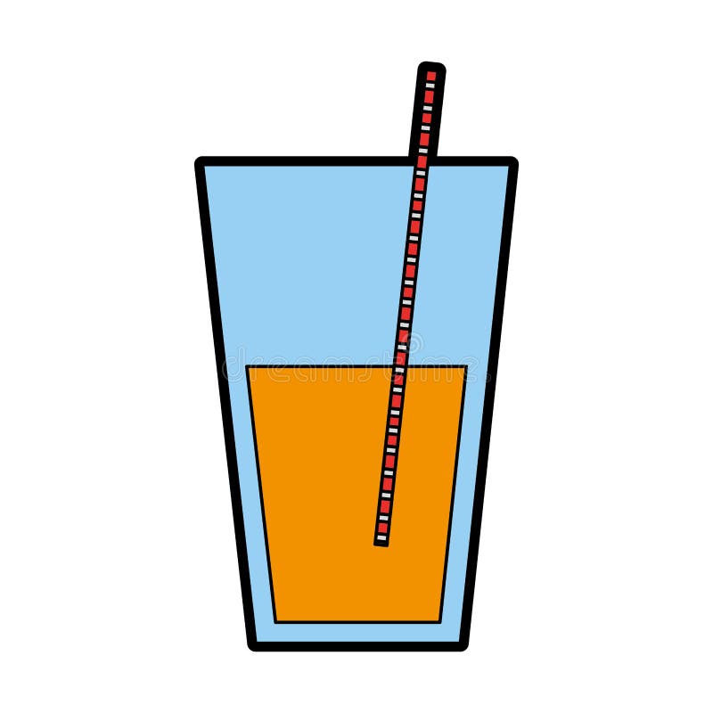 Verre De Jus Avec La Paille Illustration de Vecteur - Illustration du ...