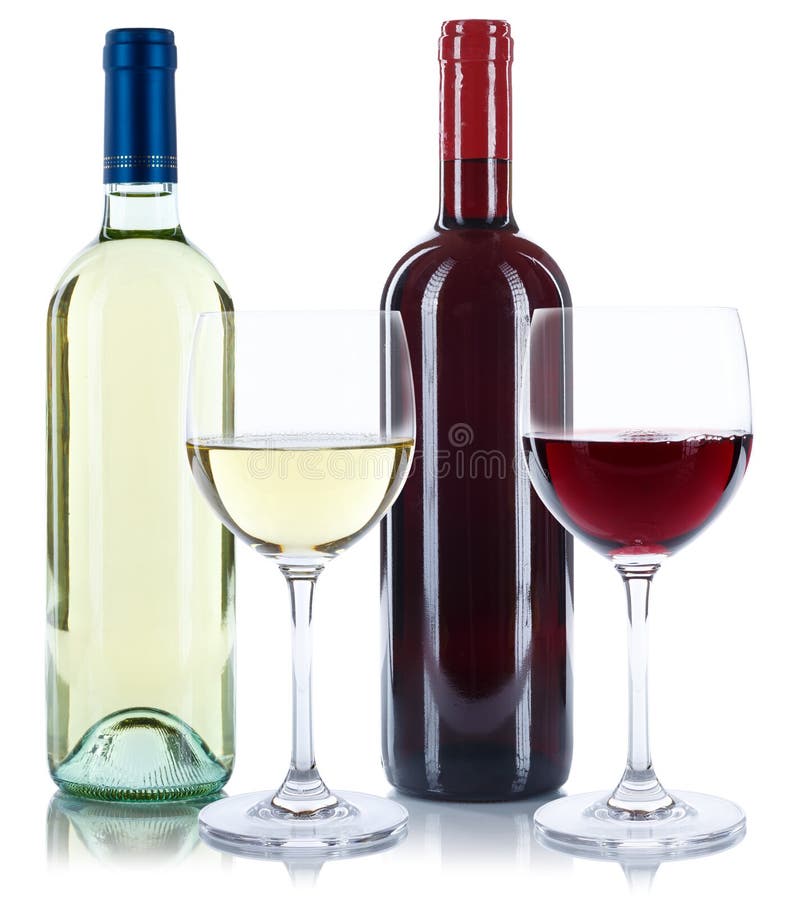 Verres De Boisson De Bouteilles De Vin Rouge Et Blanc D'isolement Photo ...