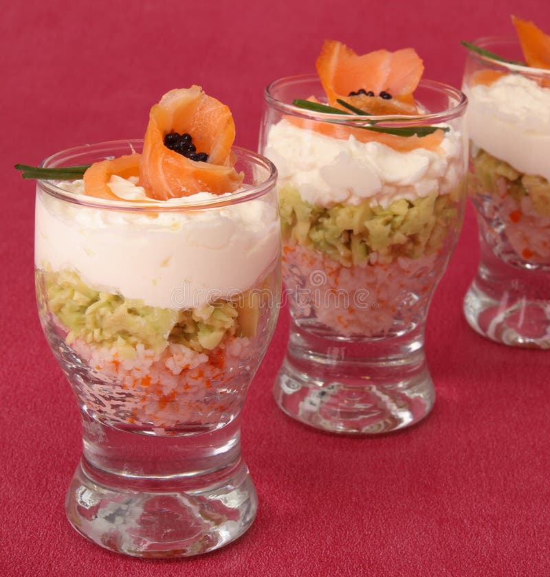 Verrine of Salmon and Avocado Stock Photo - Image of gastronomy ...