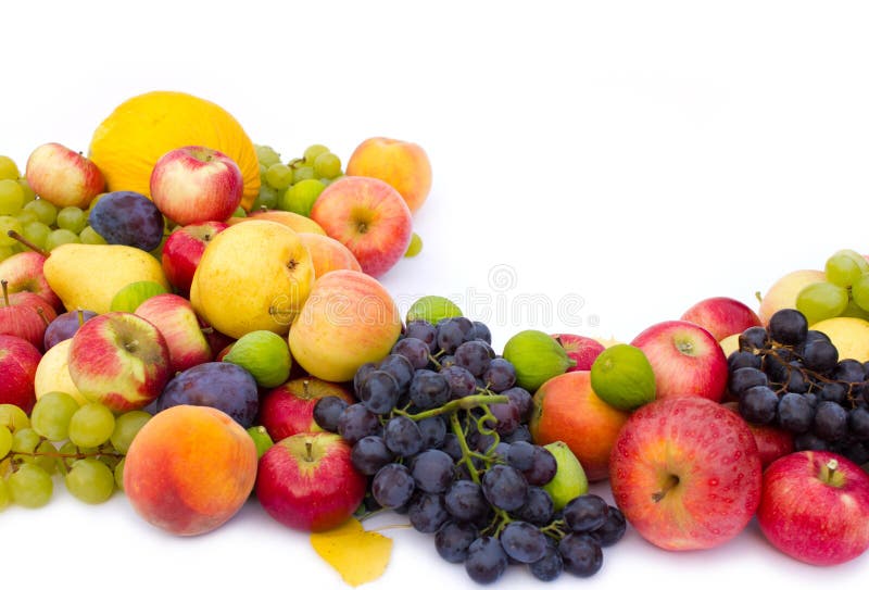 Vers Fruit Op Witte Achtergrond Stock Afbeelding - Image of gemengd ...