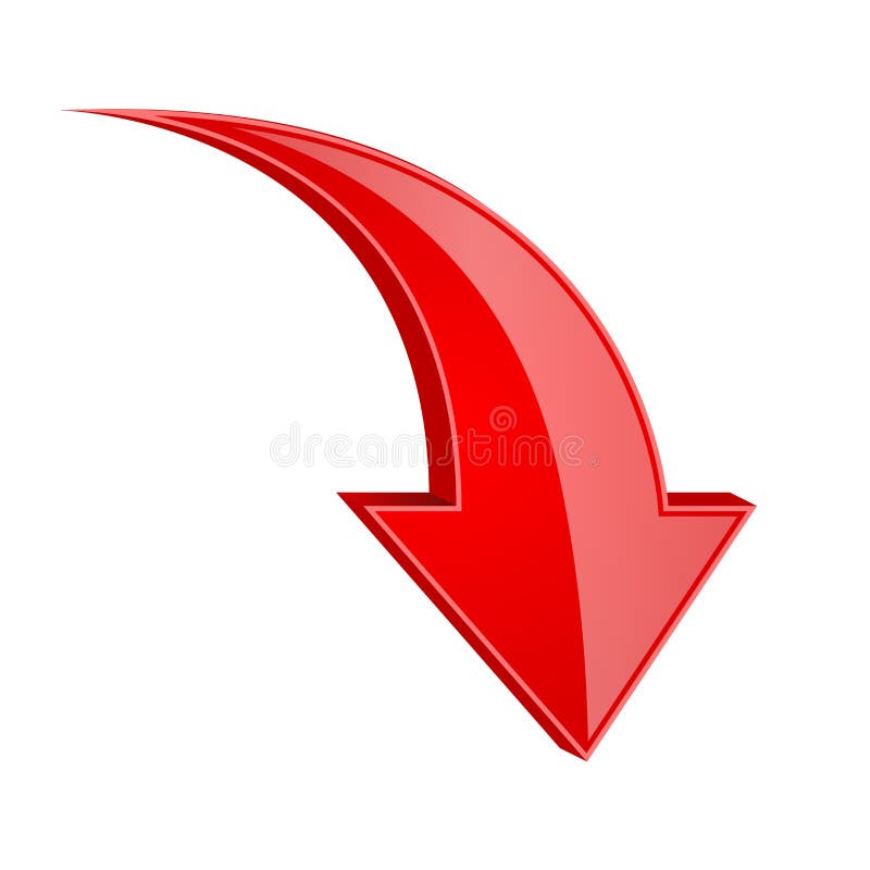 Vers Le Bas Flèche Rouge Signe 3d Brillant Illustration de Vecteur ...