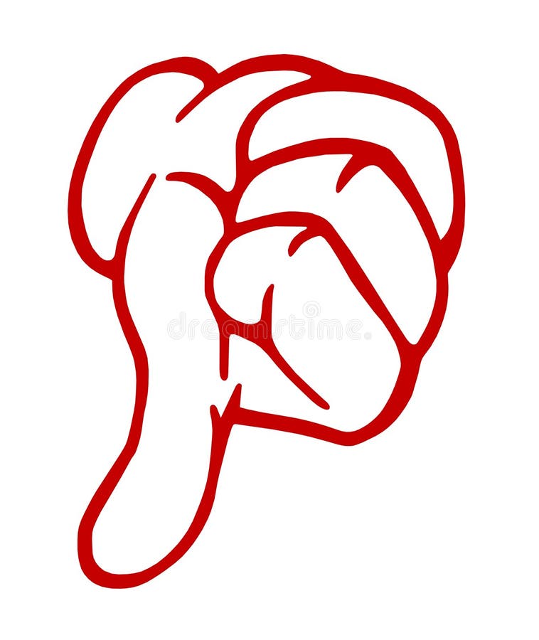 Vers Le Bas Pouces De Signe De Main Illustration de Vecteur ...