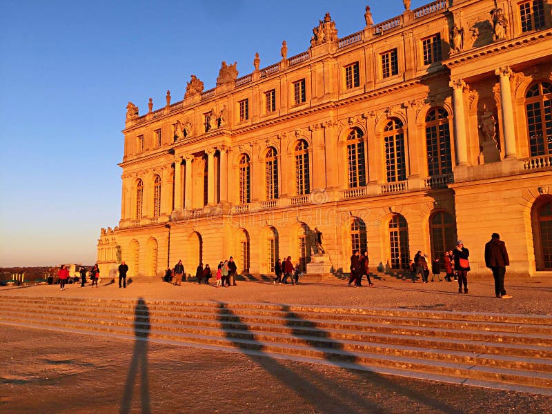 Versailles Building Under the Setting Sun Editorial Stock Image - Image ...
