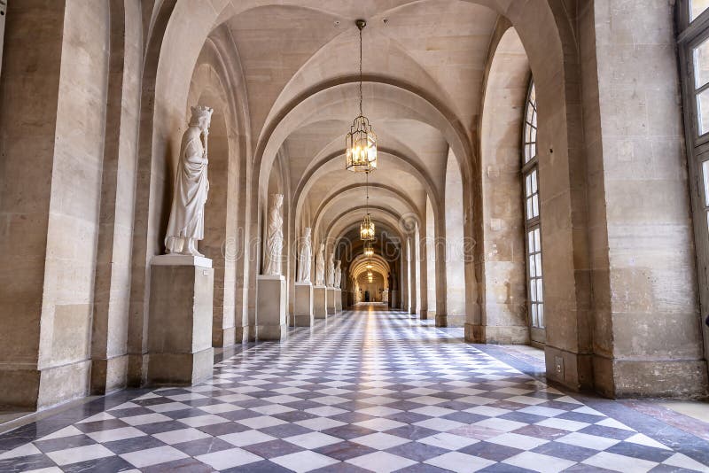 Versailles, France - March 14, 2018: an Empty Long Corridor Inside of ...