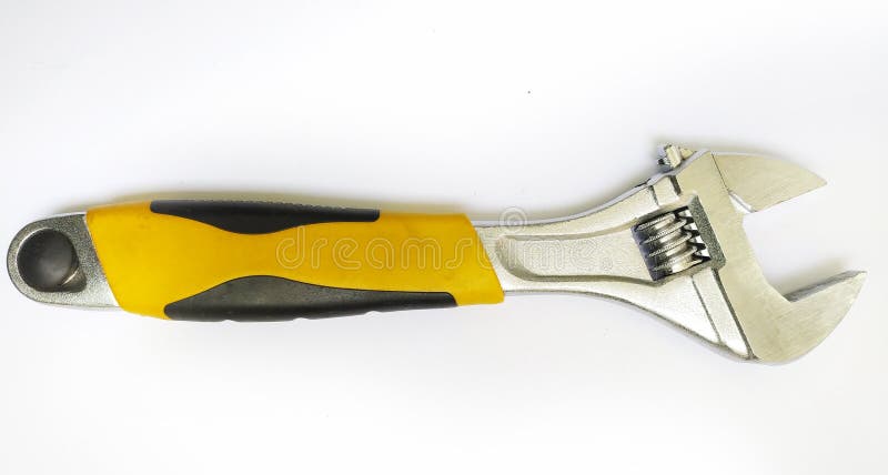 A Versatile Adjustable Wrench with a Vibrant Yellow and Black Ergonomic ...