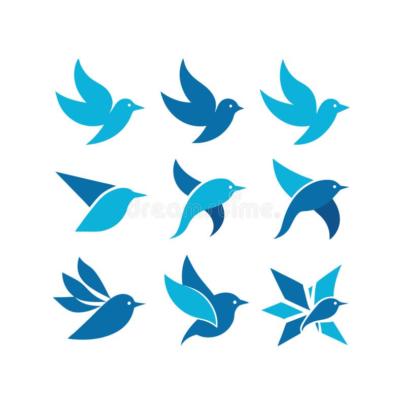 Modern Bird Icons Illustrating Flight Directions and Styles Stock ...