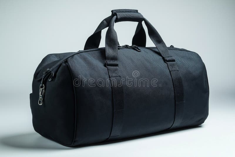 Versatile Black Duffel Bag on a Plain Backdrop for Travel Stock Photo ...