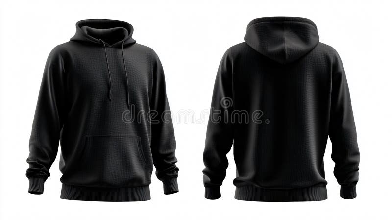Versatile Black Hoody Sweatshirt Mockup Front and Back View for Fashion ...