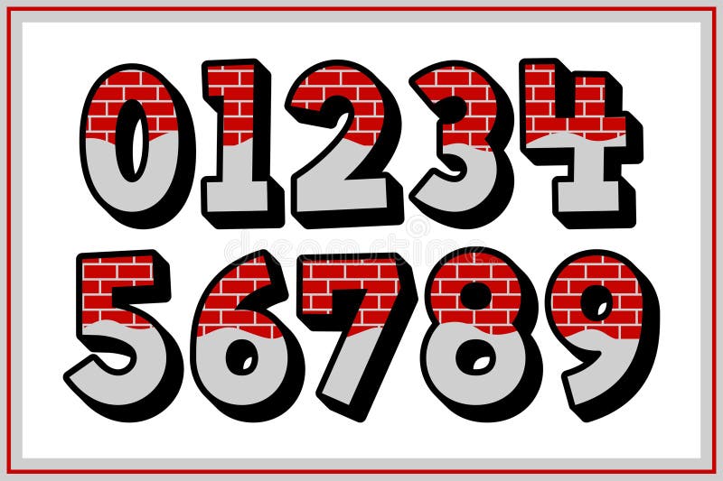 Versatile Collection of Brick Wall Numbers for Various Uses Stock ...