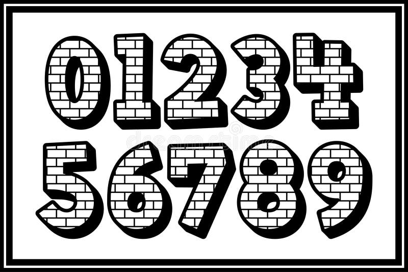 Versatile Collection of Brick Wall Numbers for Various Uses Stock ...